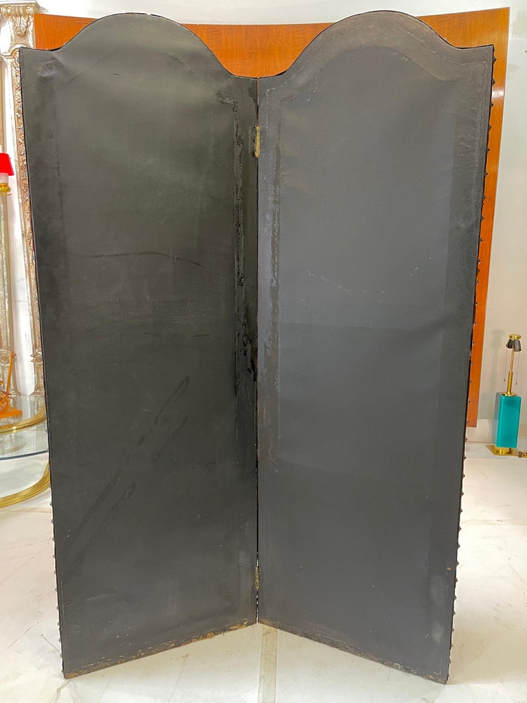 Italian Embossed Leather Two Panel Screen at 1stDibs
