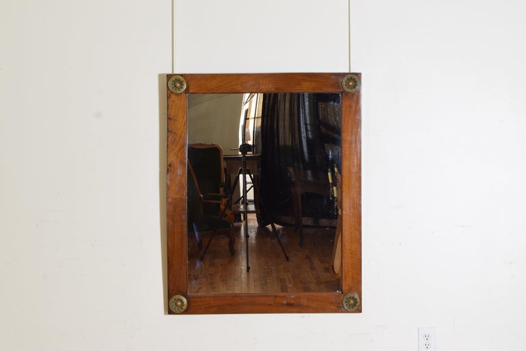 Italian Empire Period Walnut and Brass Mounted Mirror, 1st Quarter 19th ...