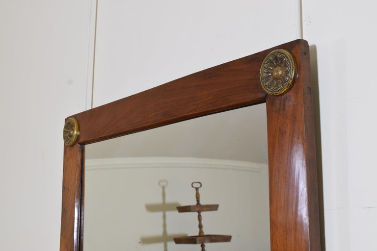 Italian Empire Period Walnut and Brass Mounted Mirror, 1st Quarter 19th ...