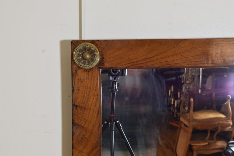 Italian Empire Period Walnut and Brass Mounted Mirror, 1st Quarter 19th ...