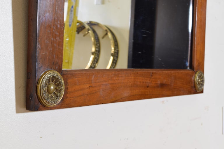 Italian Empire Period Walnut and Brass Mounted Mirror, 1st Quarter 19th ...