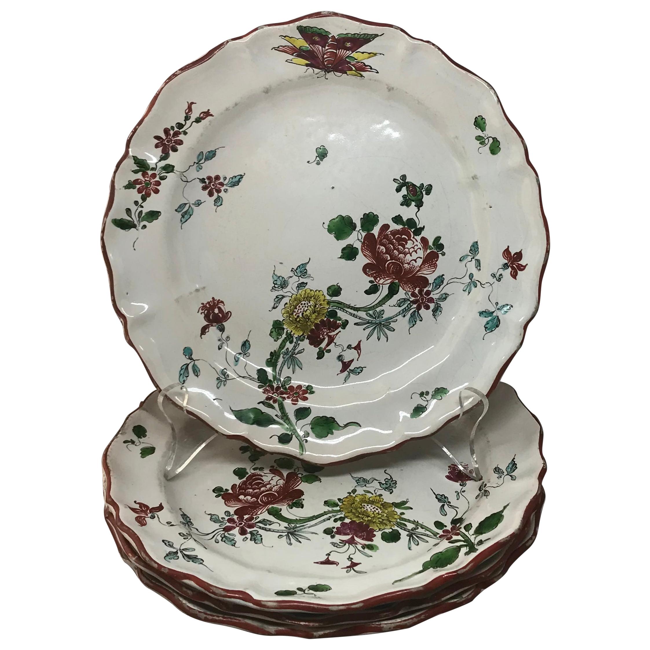 Italian Faience Floral Plates at 1stDibs
