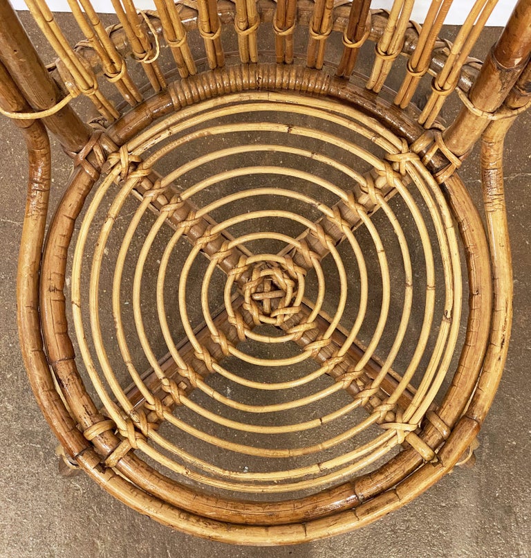 Italian Fan-Backed Chair of Rattan and Bamboo from the Mid-20th Century ...
