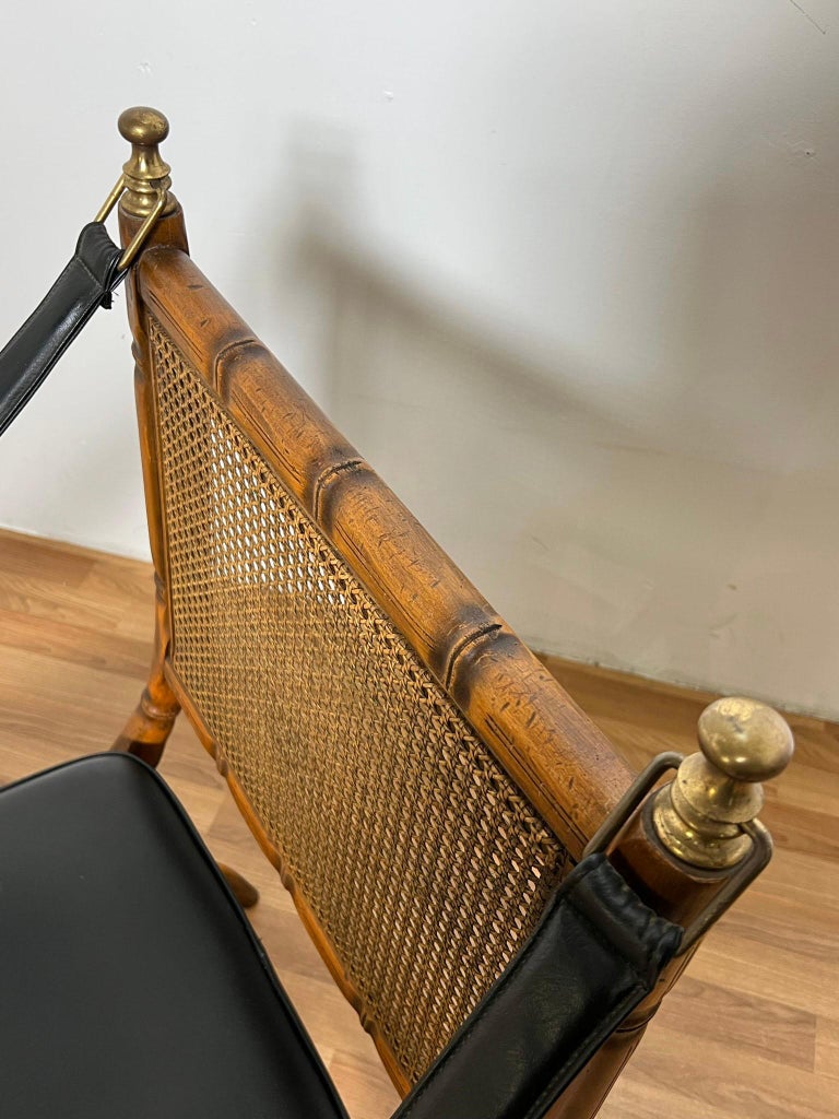 Italian Faux Bamboo and Cane Campaign Style Chair Circa 1960s at 1stDibs