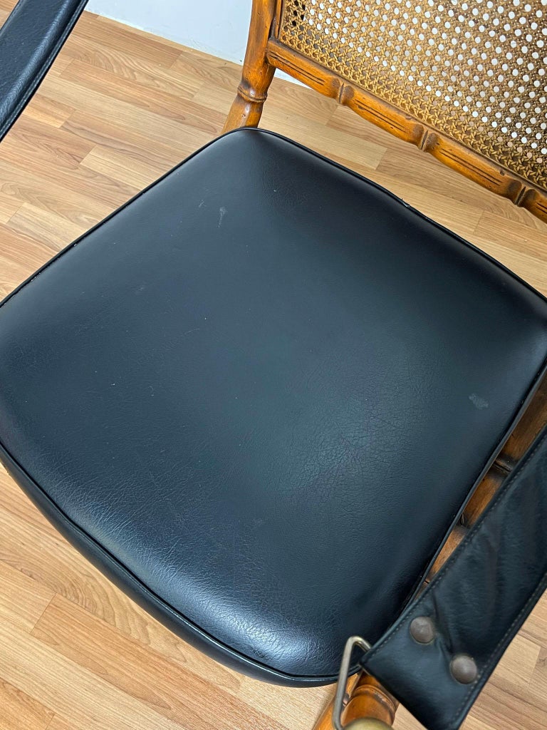 Italian Faux Bamboo and Cane Campaign Style Chair Circa 1960s at 1stDibs