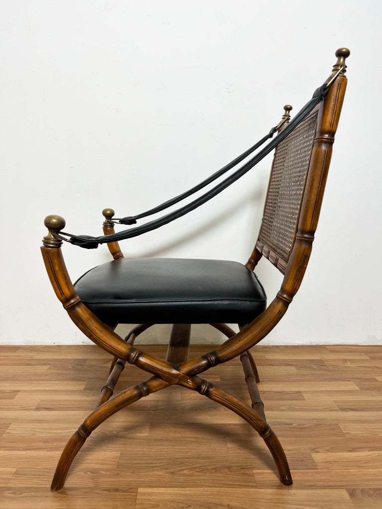 Italian Faux Bamboo and Cane Campaign Style Chair Circa 1960s For Sale ...