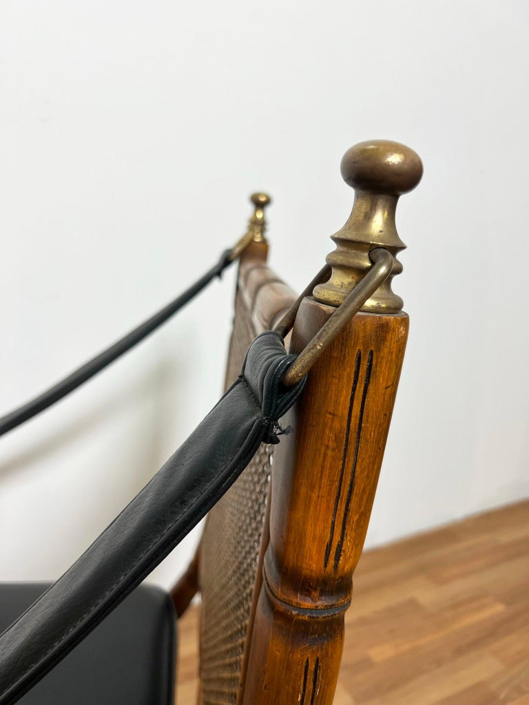 Italian Faux Bamboo and Cane Campaign Style Chair Circa 1960s at 1stDibs