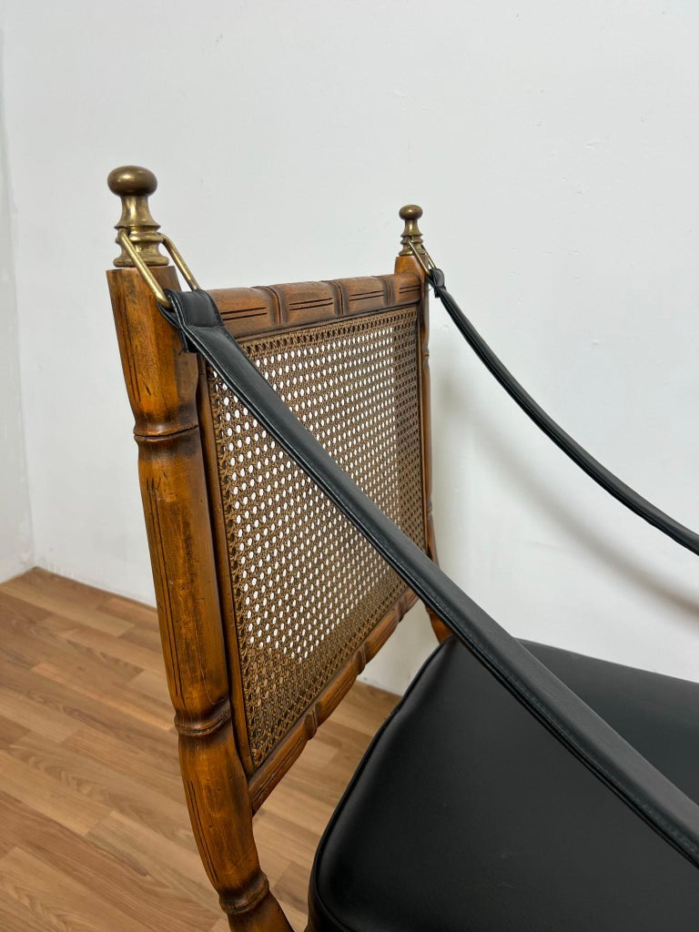 Italian Faux Bamboo and Cane Campaign Style Chair Circa 1960s at 1stDibs