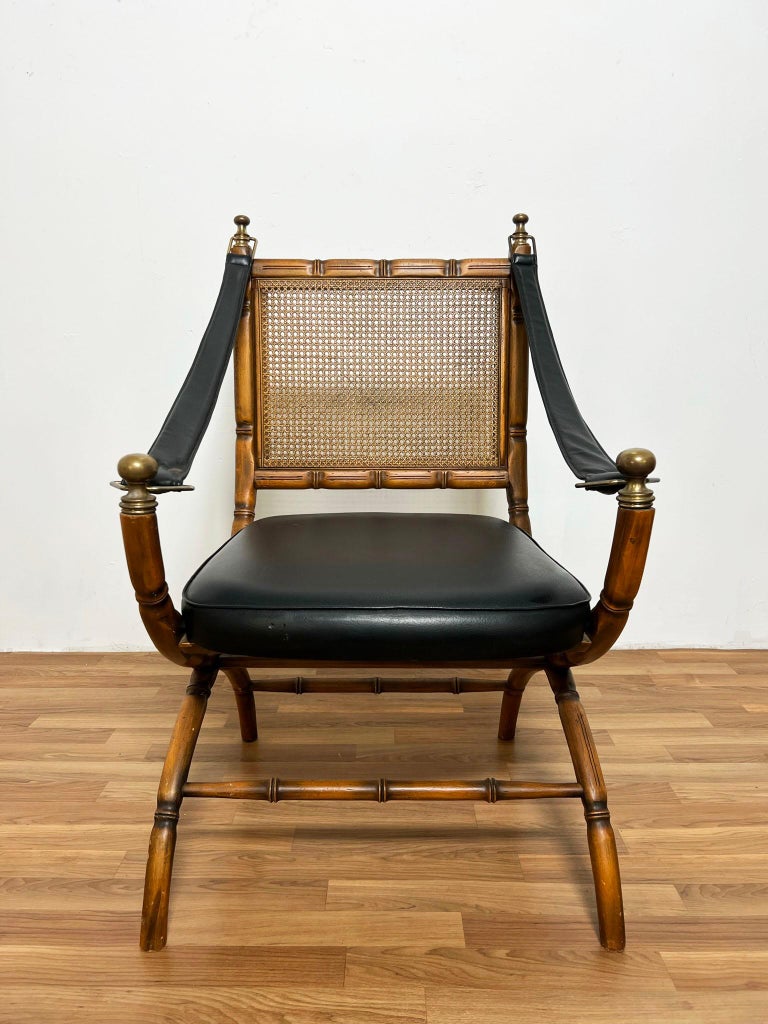 Italian Faux Bamboo and Cane Campaign Style Chair Circa 1960s For Sale ...