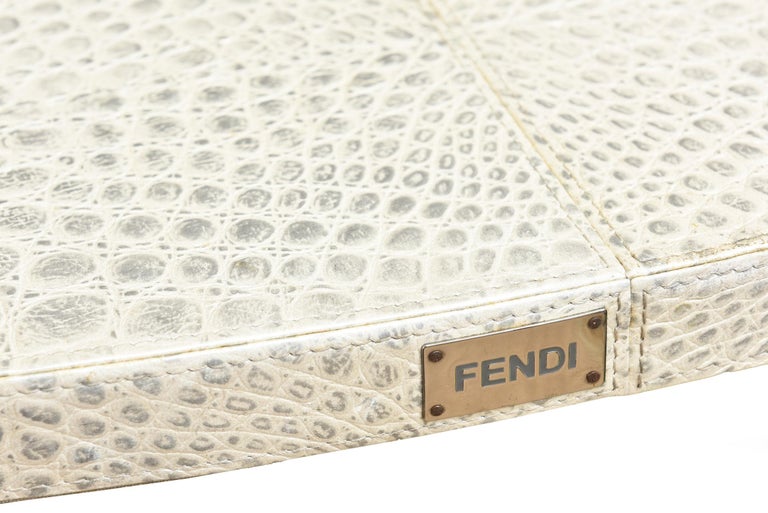 Italian Fendi Round Crocodile Metallic Leather and Stainless Steel ...