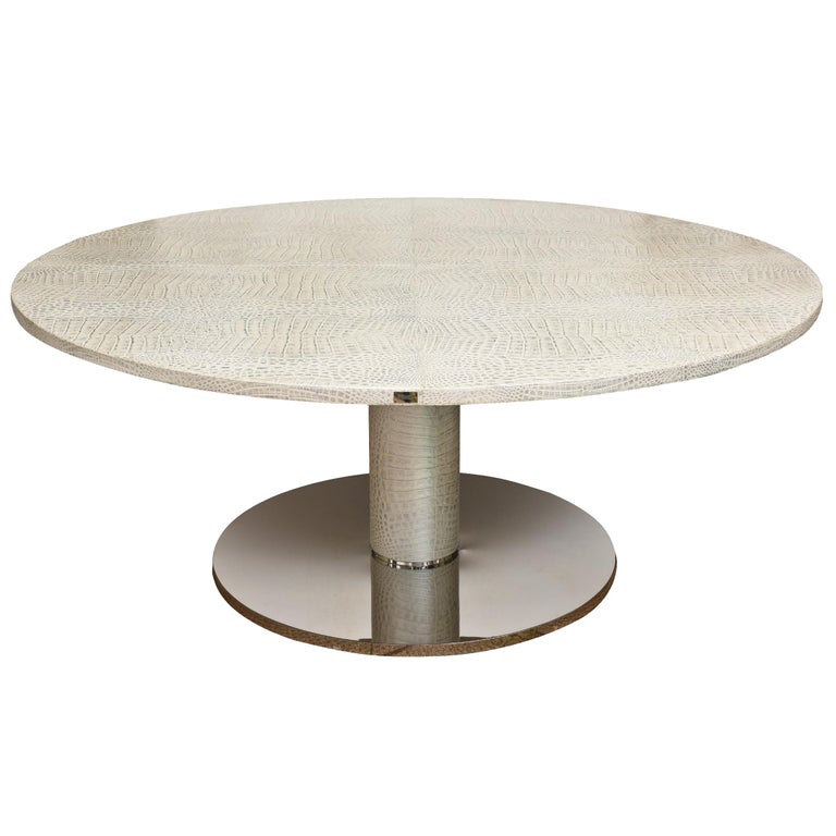 Italian Fendi Round Crocodile Metallic Leather and Stainless Steel ...