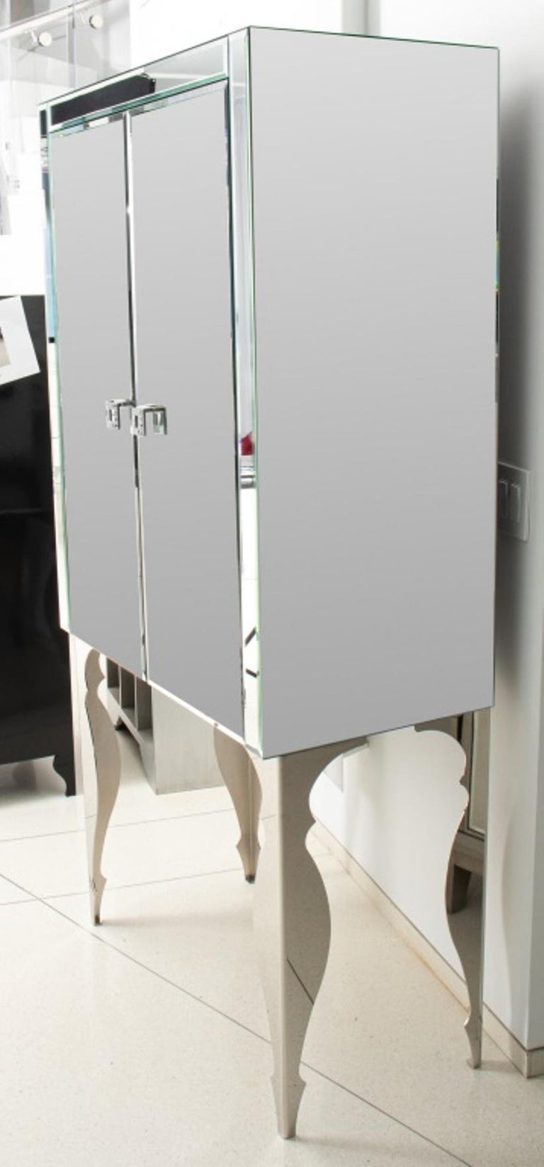 Italian Ferrari Hollywood Regency Mirrored Cabinet For Sale at 1stDibs