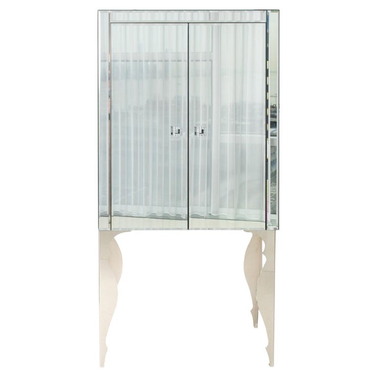 Italian Ferrari Hollywood Regency Mirrored Cabinet For Sale at 1stDibs