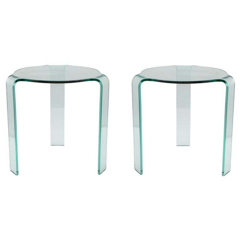 Italian Fiam Modern Glass Side Tables, Pair at 1stDibs
