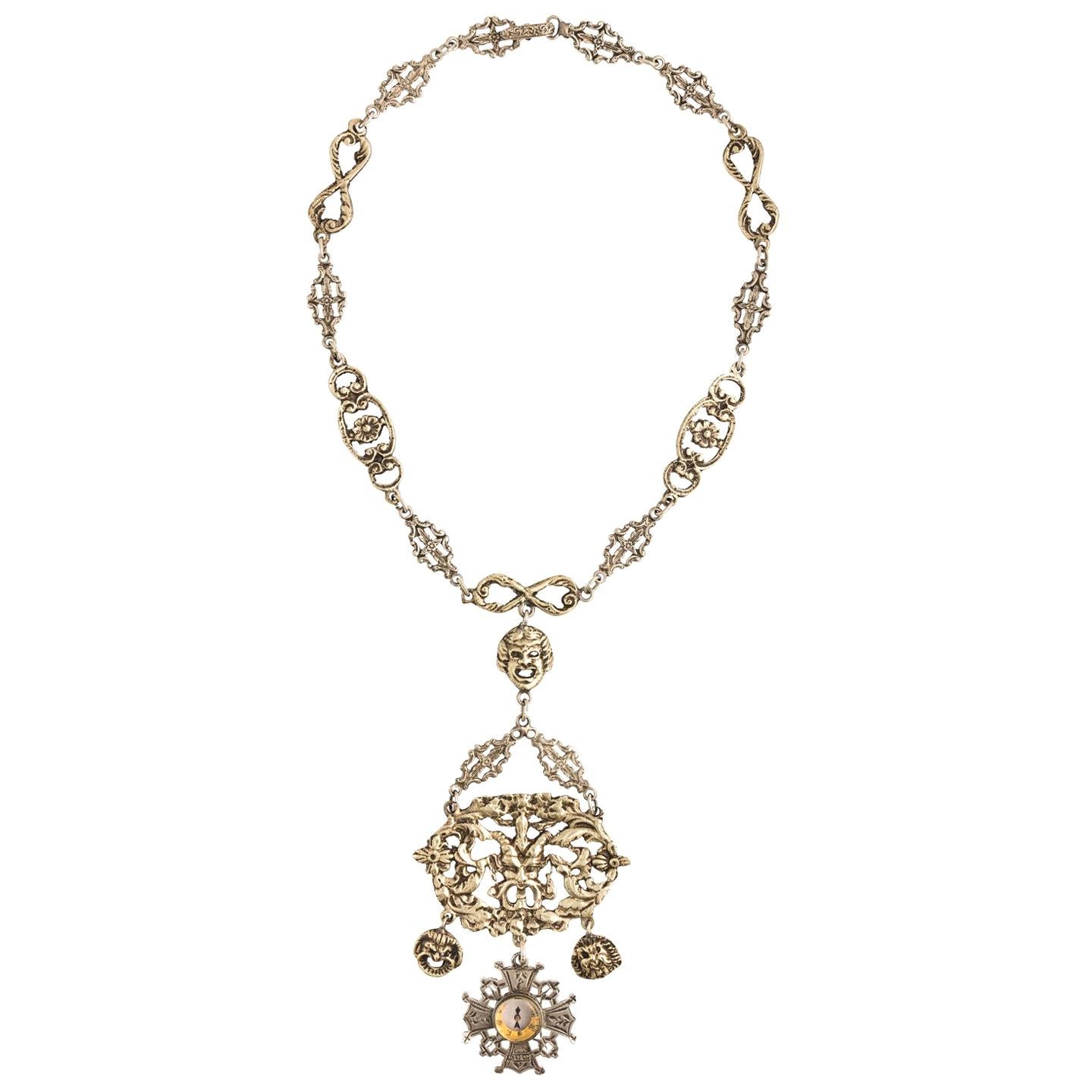 Italian Filigree Compass Necklace For Sale at 1stDibs