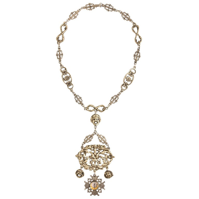 Italian Filigree Compass Necklace For Sale at 1stDibs