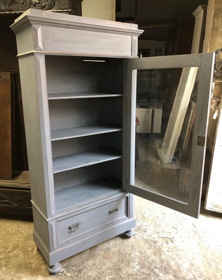 Italian Fir Showcase, Worn Gray Color, Original from 1900 Movable ...