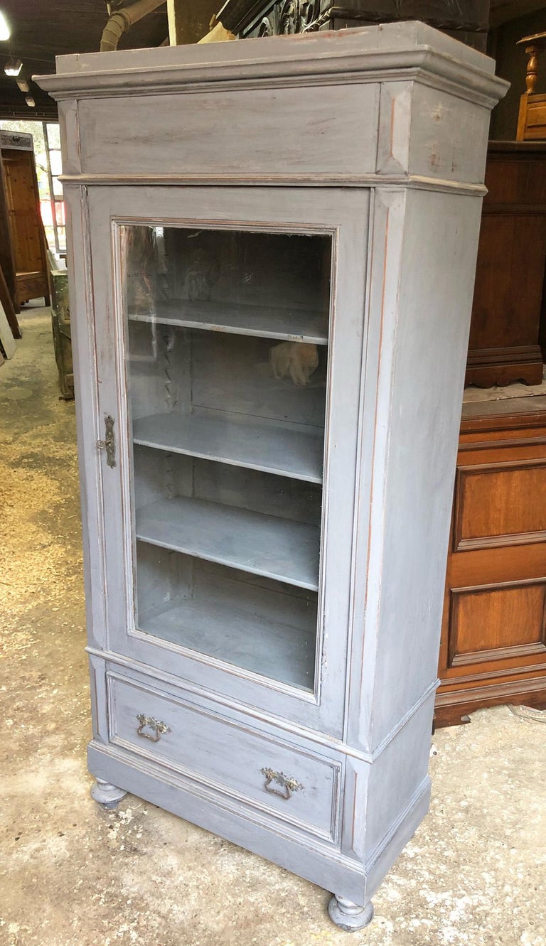 Italian Fir Showcase, Worn Gray Color, Original from 1900 Movable ...