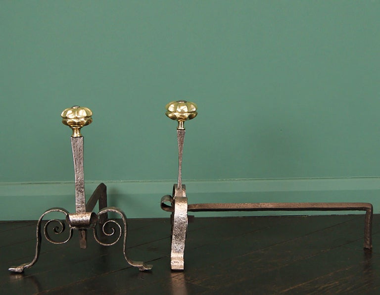 18th Century Italian Fireplace Andirons/ Fire Dogs For Sale at 1stDibs
