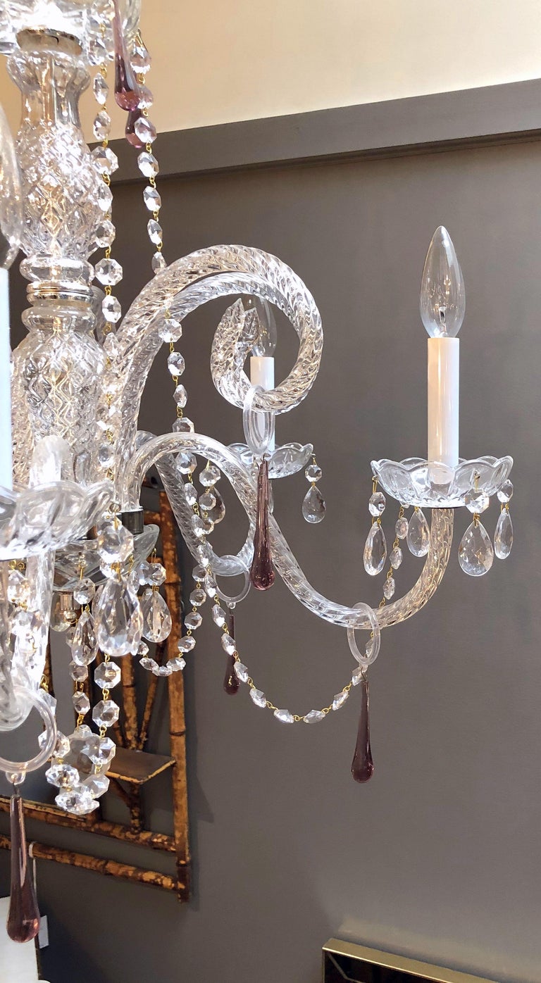 Italian Five-Light Venetian Crystal Drop Chandelier or Hanging Fixture ...