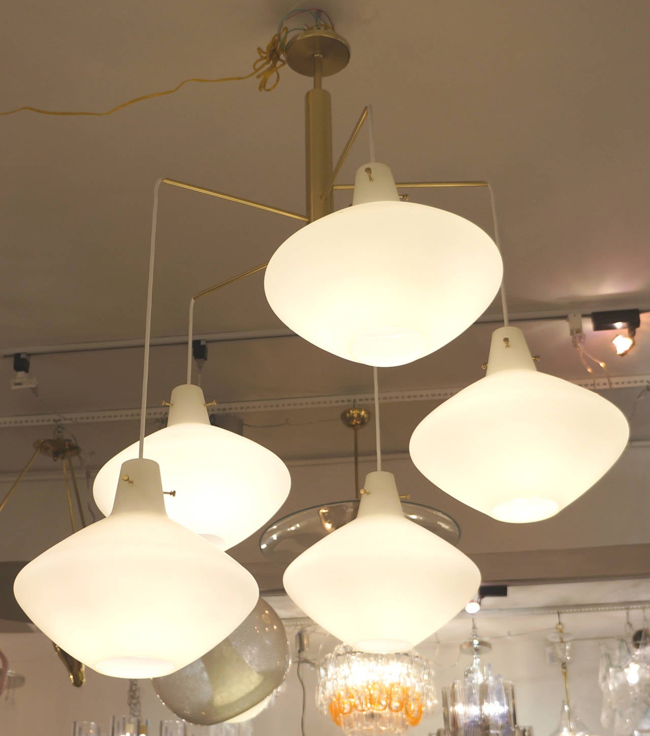 Italian Five Pendants Chandelier, 1960s at 1stDibs