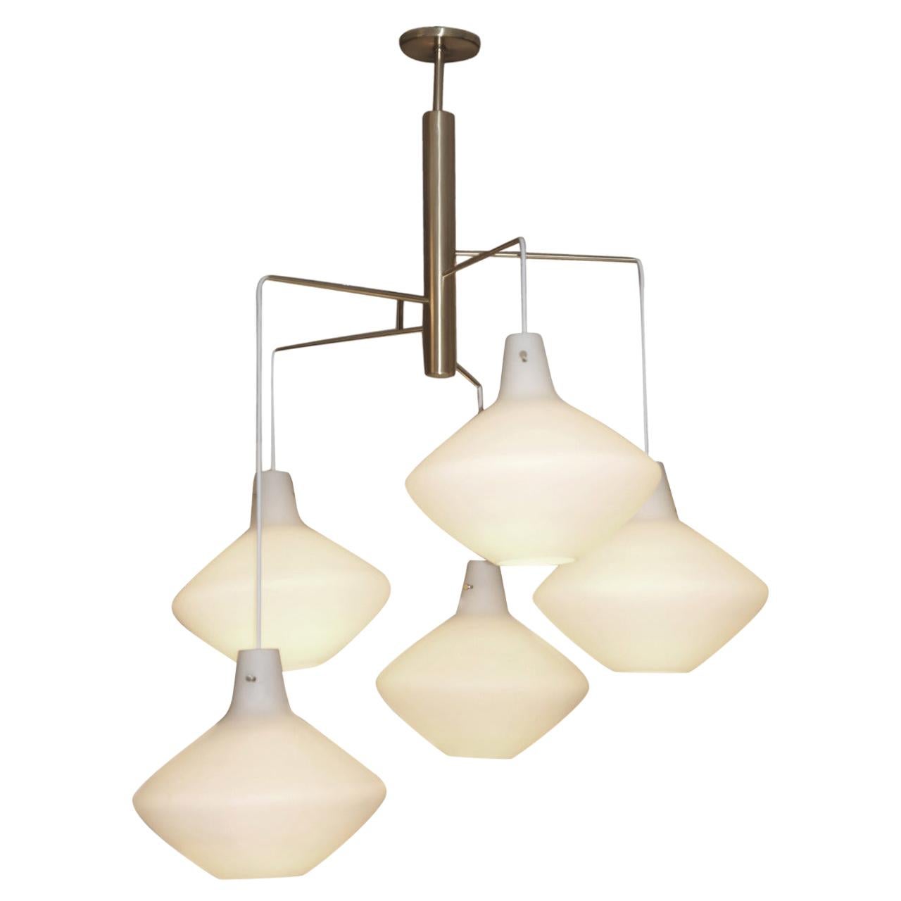 Italian Five Pendants Chandelier, 1960s at 1stDibs