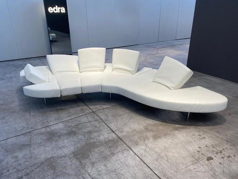 Italian Flap Sofa by Francesco Binfarè for Edra in White Leather at 1stDibs