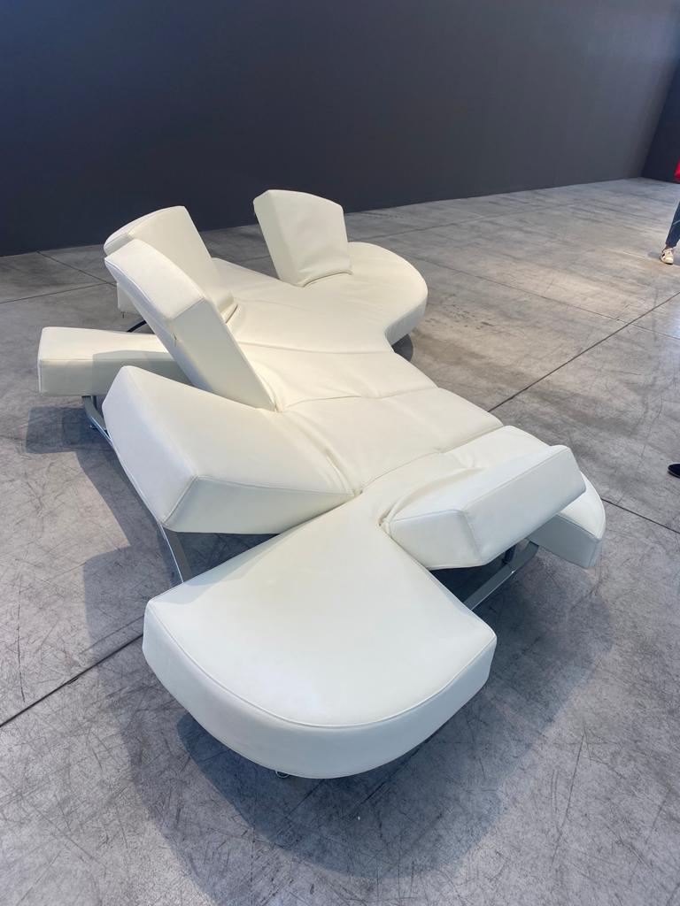 Italian Flap Sofa by Francesco Binfarè for Edra in White Leather at 1stDibs