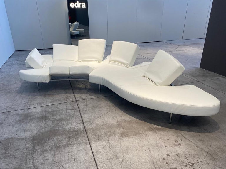 Italian Flap Sofa by Francesco Binfarè for Edra in White Leather at 1stDibs