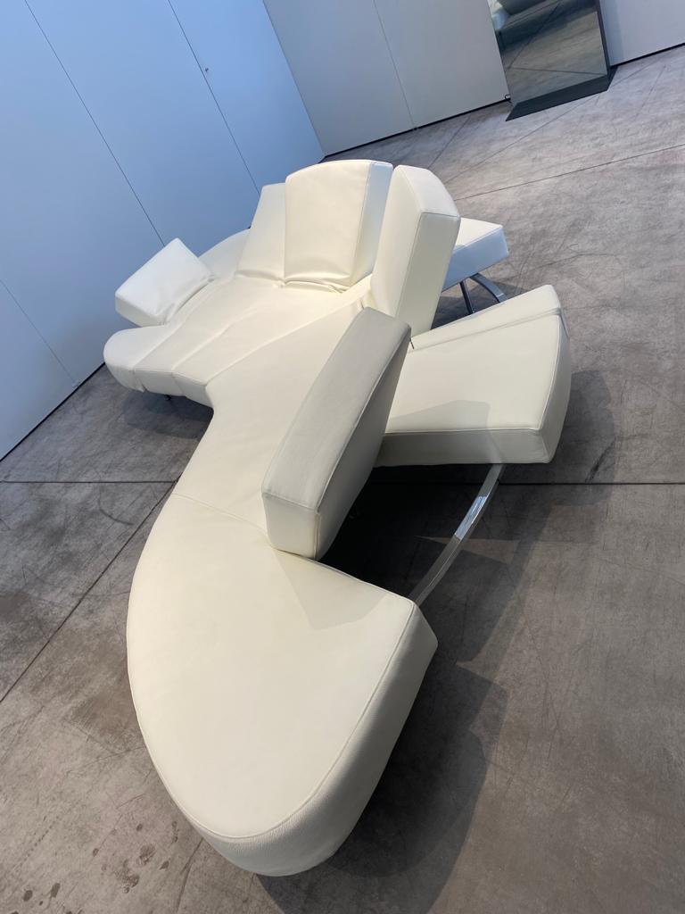 Italian Flap Sofa by Francesco Binfarè for Edra in White Leather at 1stDibs