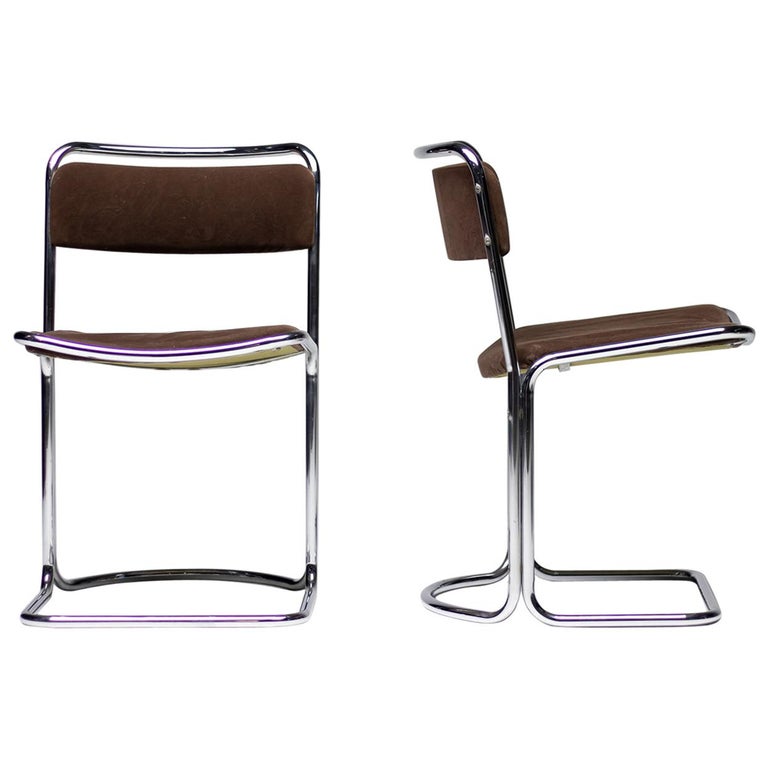 Italian Floating Tubular Side Chairs at 1stDibs