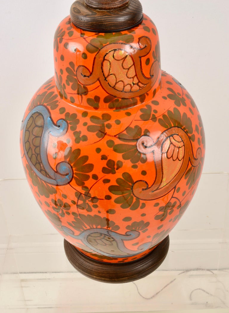 Italian Floral Design Ceramic Lamp, circa, 1960s For Sale at 1stDibs