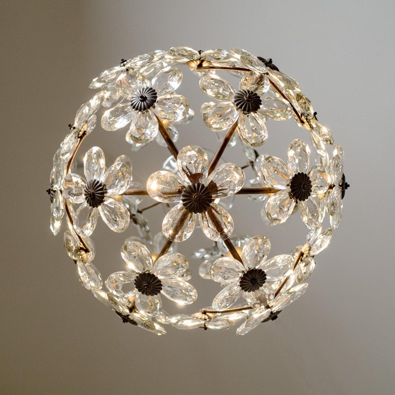 Italian Floral Glass Ceiling Light, circa 1940 For Sale at 1stDibs