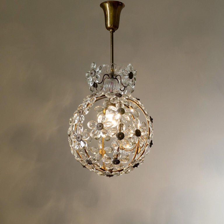 Italian Floral Glass Ceiling Light, circa 1940 For Sale at 1stDibs