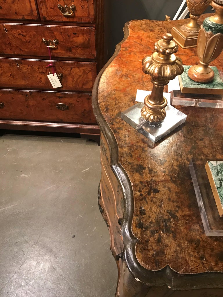 Italian Floral and Fruit Painted Serpentine Commode For Sale at 1stDibs