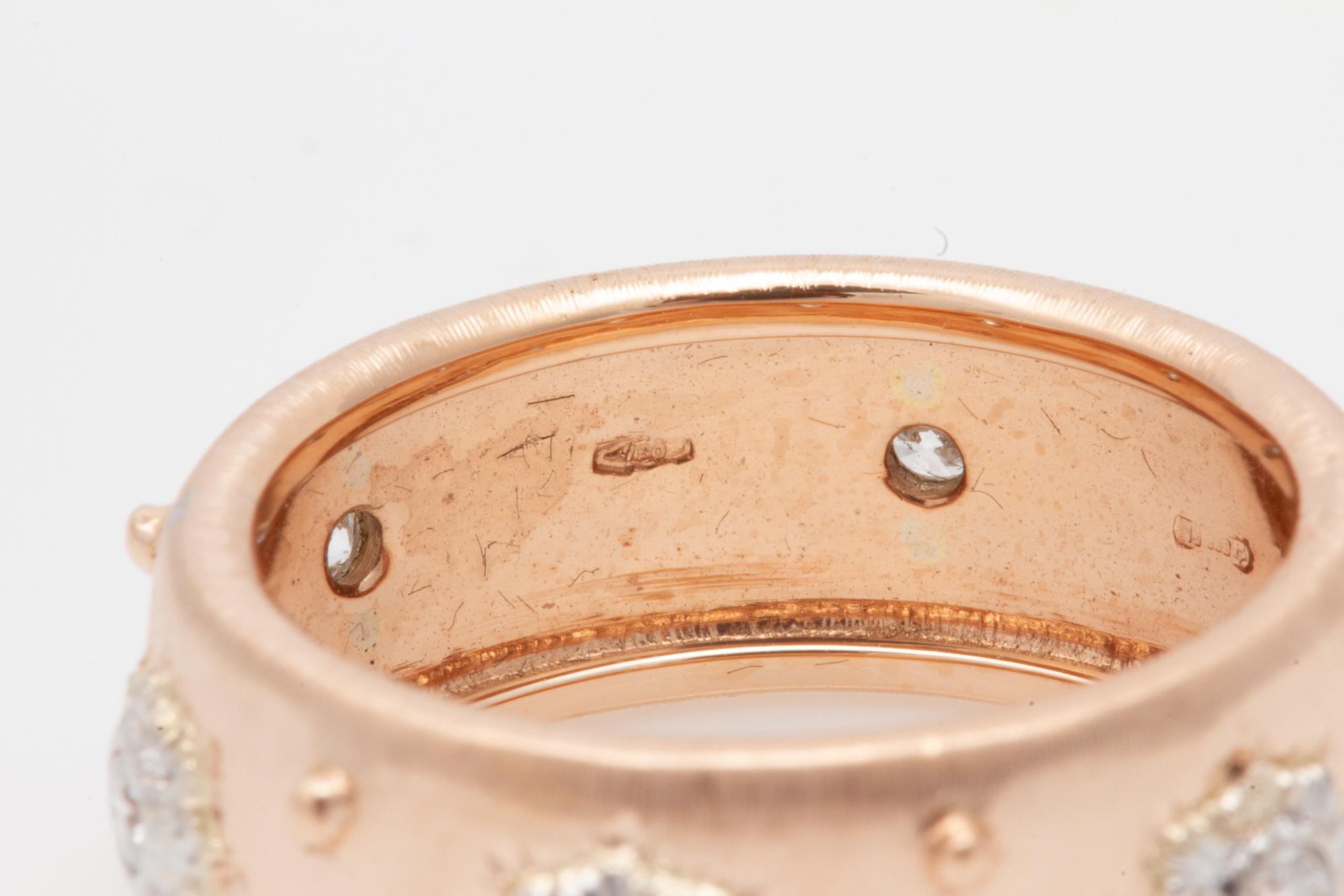 Italian Florentine Engraved Eternity Diamond Ring in 18 Karat Rose Gold ...