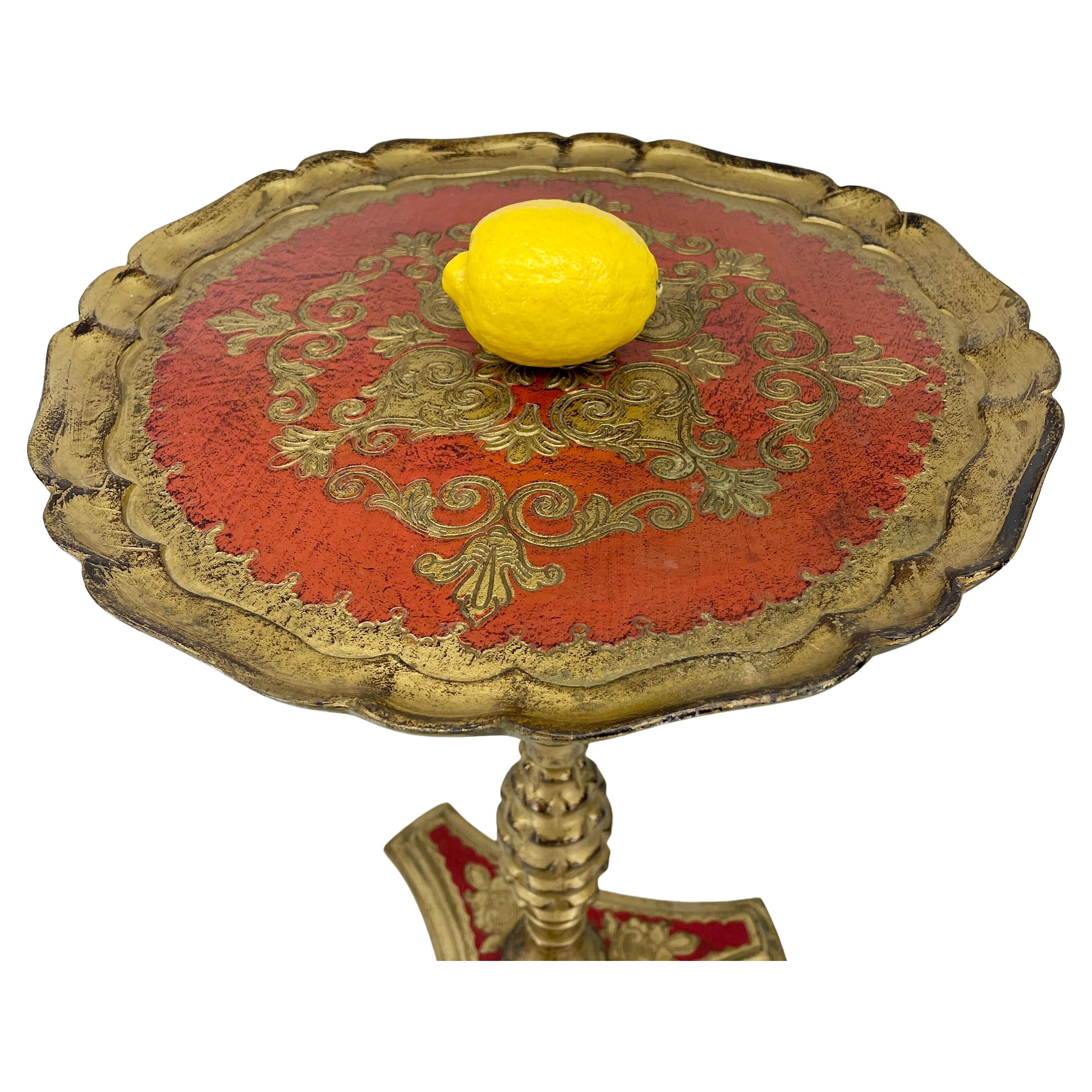 Italian Florentine Gold Giltwood Side Table Toleware Tole, 1950s For ...