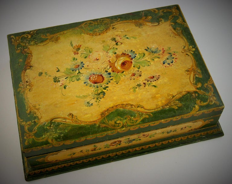Italian Florentine Hand Painted Box, circa 1920s at 1stDibs