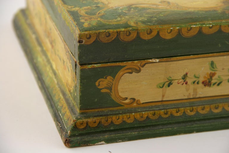 Italian Florentine Hand Painted Box, circa 1920s at 1stDibs