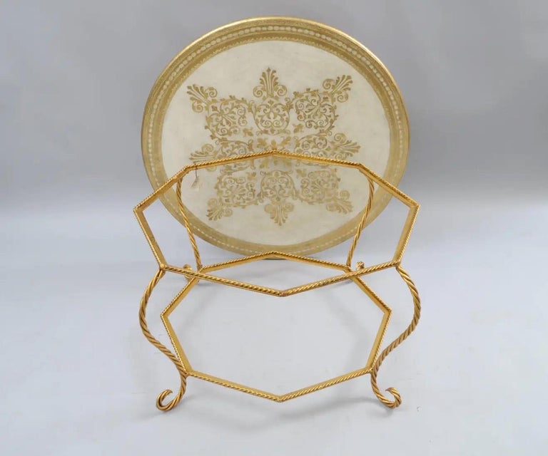 Italian Florentine Hollywood Regency Gold Wood and Iron Rope Round ...