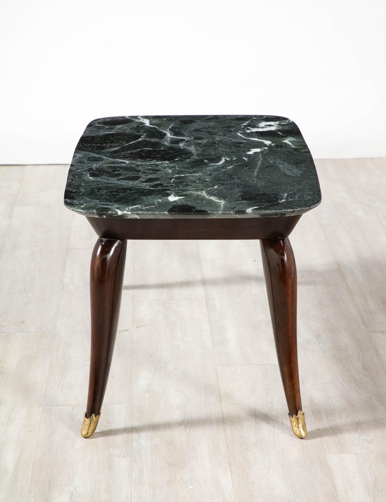 Italian Florentine Walnut and Verdi Alpi Marble Coffee Table, circa ...