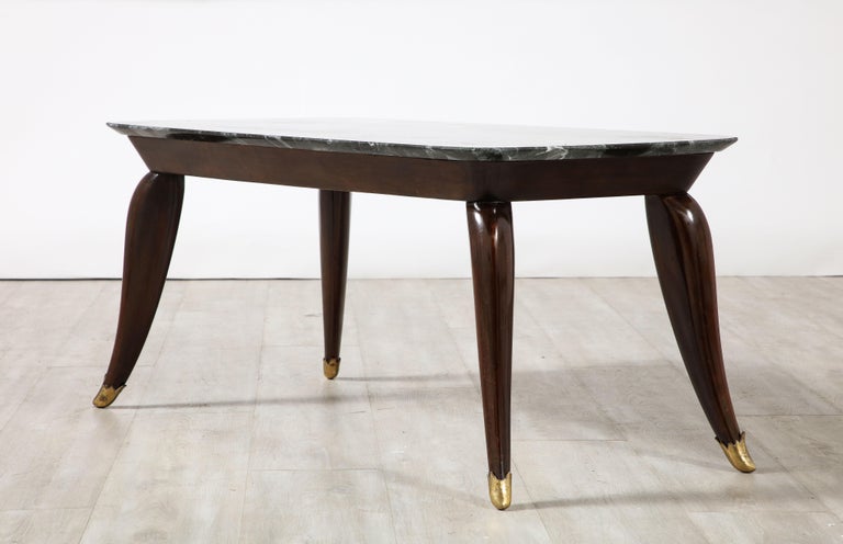 Italian Florentine Walnut and Verdi Alpi Marble Coffee Table, circa ...