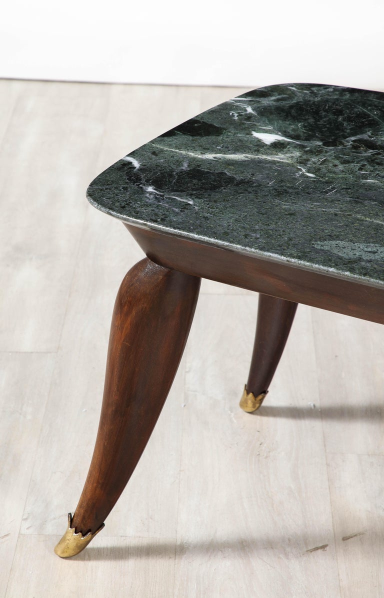 Italian Florentine Walnut and Verdi Alpi Marble Coffee Table, circa ...
