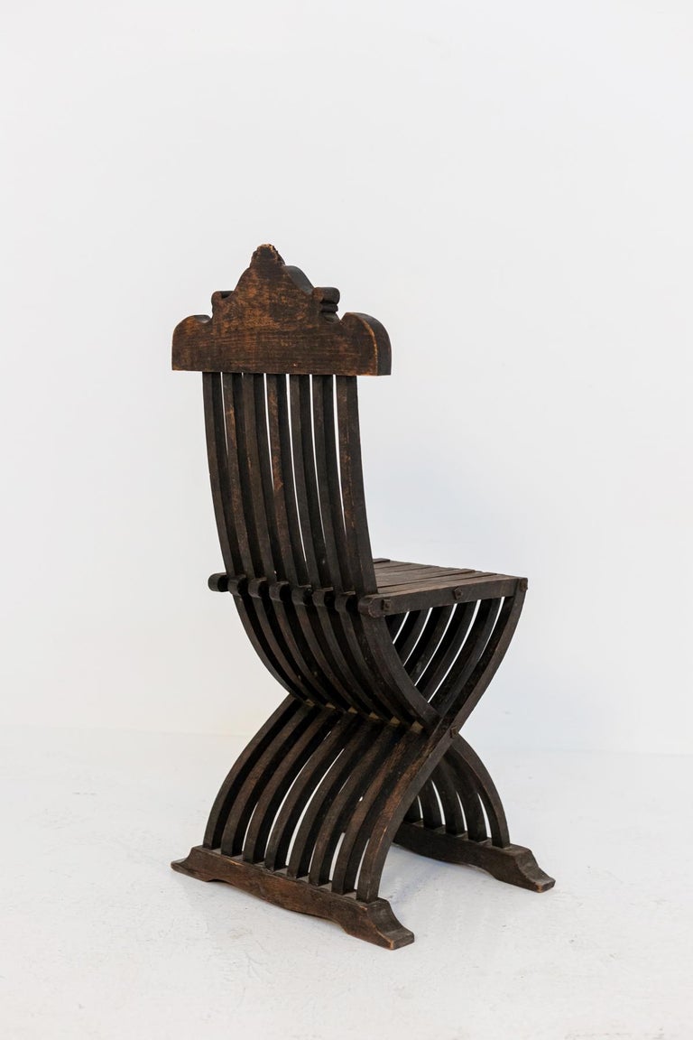 Italian Foldable Chair in Inlaid Wood For Sale at 1stDibs