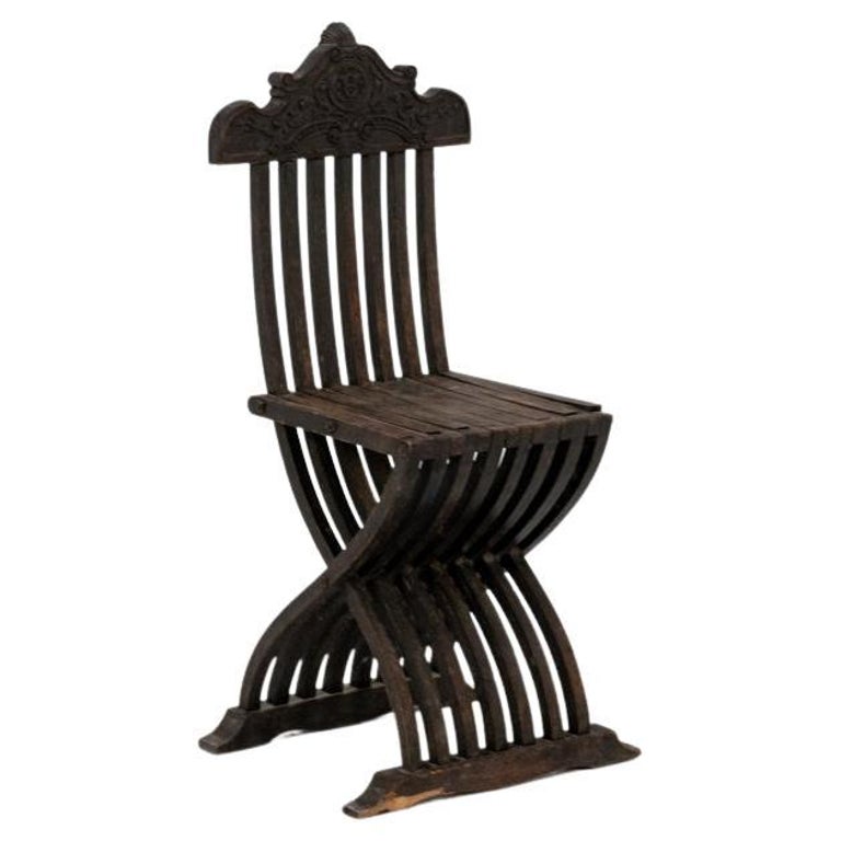 Italian Foldable Chair in Inlaid Wood For Sale at 1stDibs