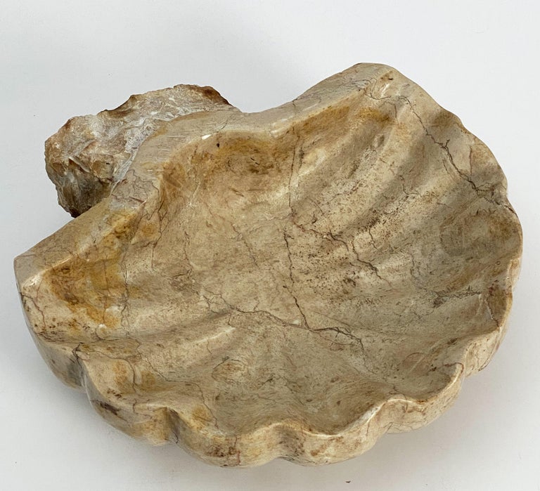 Italian Font or Basin Bowl of Carved Marble with Shell Design at 1stDibs