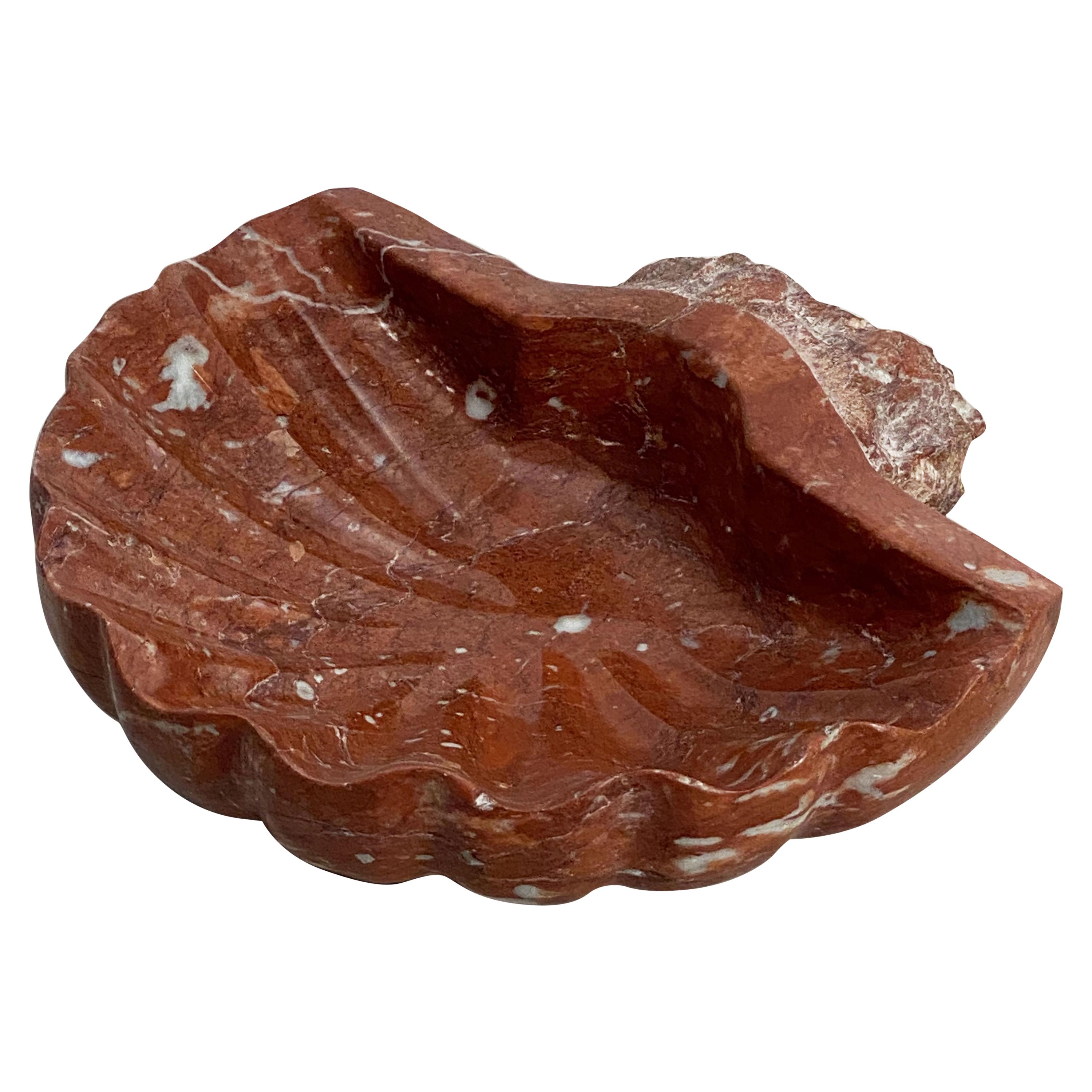 Italian Font or Basin Bowl of Carved Marble with Shell Design at 1stDibs