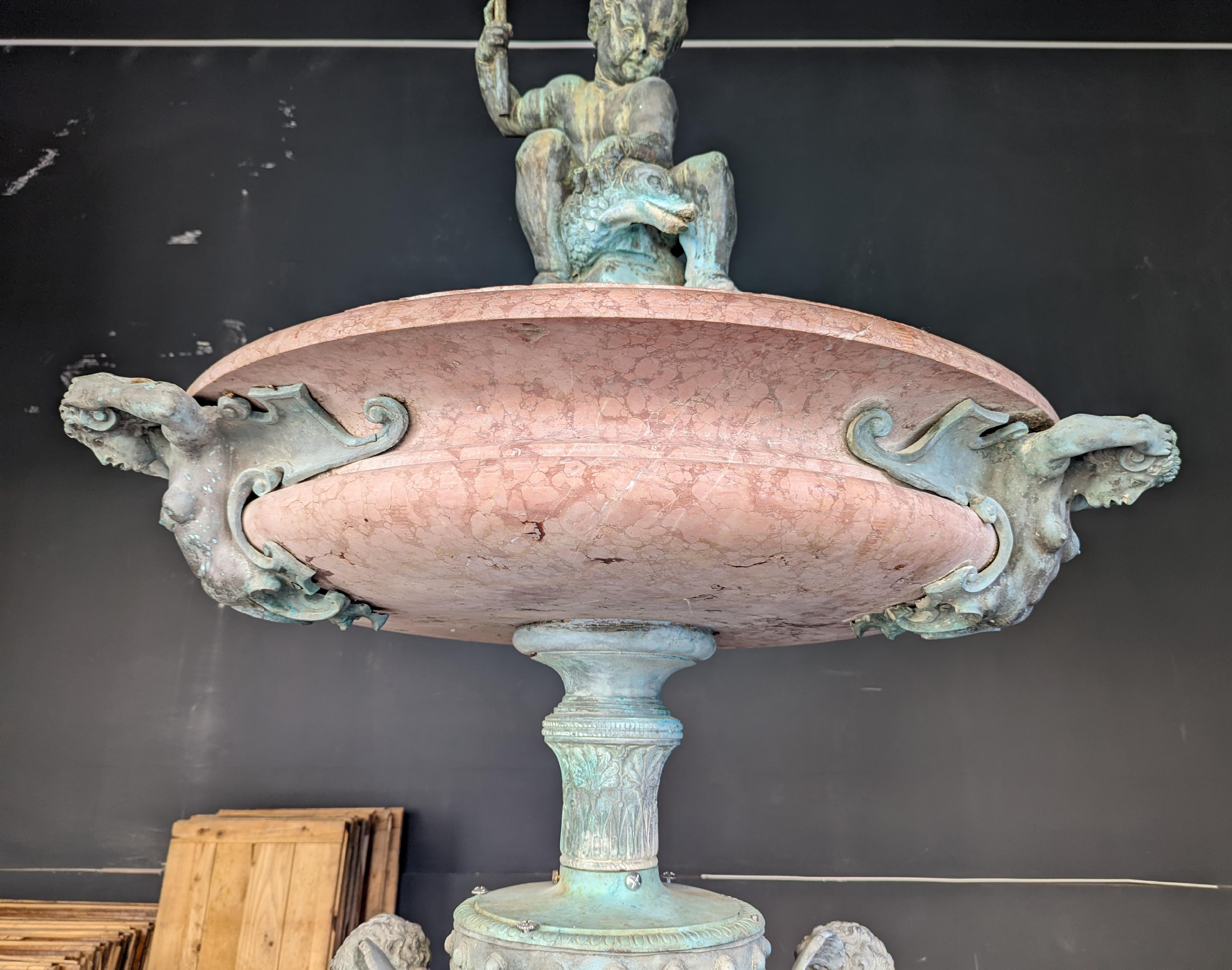 Italian Fountain in Napoleon III Style, in Verona Marble and Bronze For ...