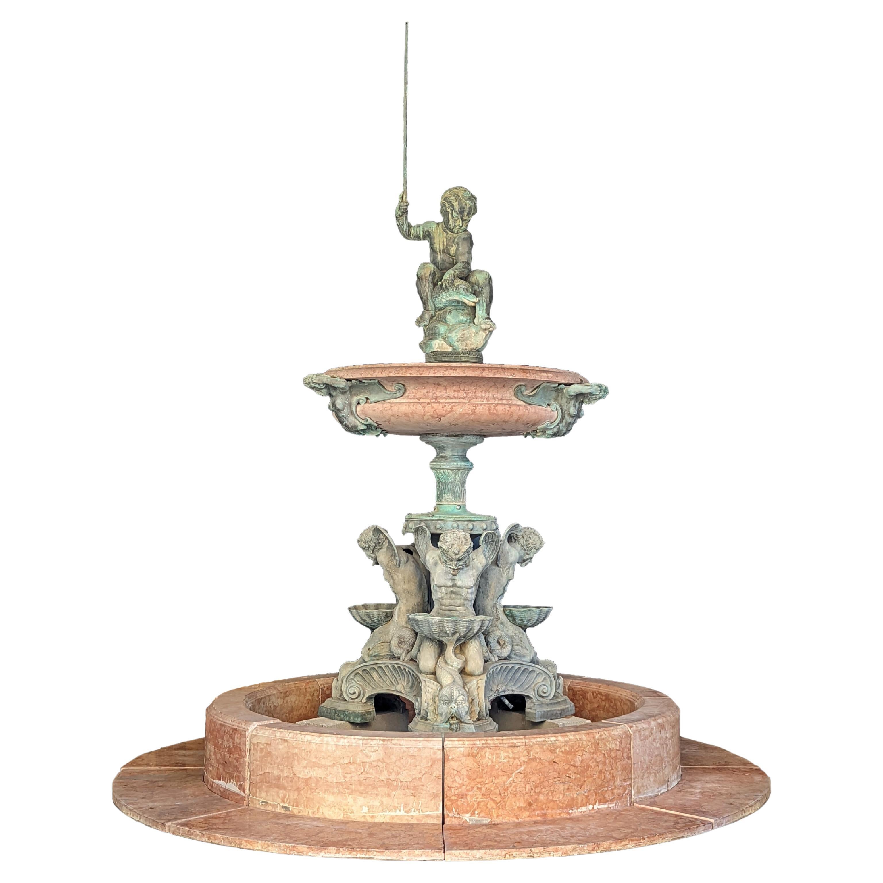 Italian Fountain in Napoleon III Style, in Verona Marble and Bronze For ...