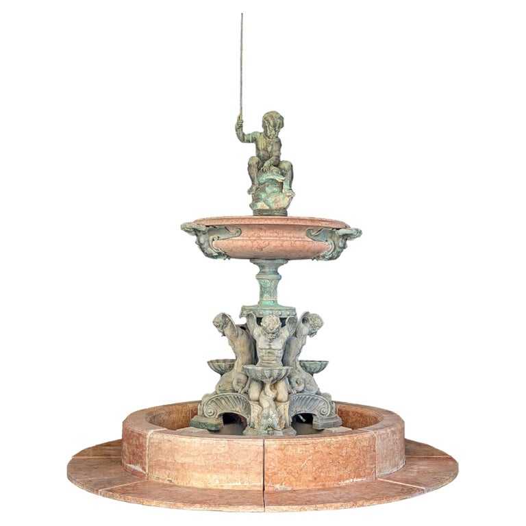 Italian Fountain in Napoleon III Style, in Verona Marble and Bronze For ...